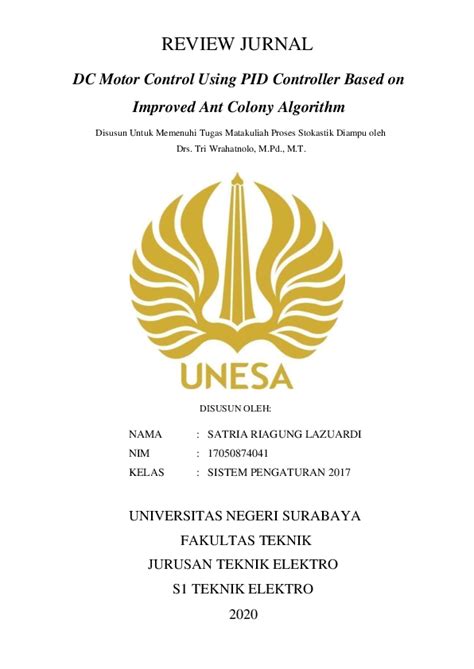 Pdf Review Jurnal Dc Motor Control Using Pid Controller Based On Improved Ant Colony Algorithm