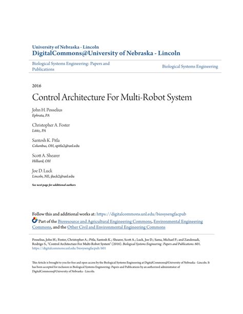 Pdf Control Architecture For Multi Robot System