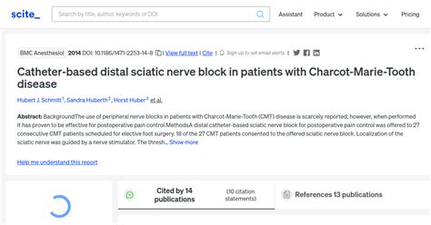 Catheter Based Distal Sciatic Nerve Block In Patients With Charcot Marie Tooth Disease Scite