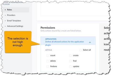 Header For Allowed Actions For The Application Plugin Not High Enough