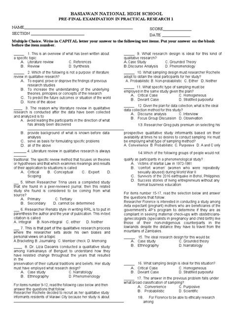 4th Quarter Exam Practical Research 1 Pdf Qualitative Research