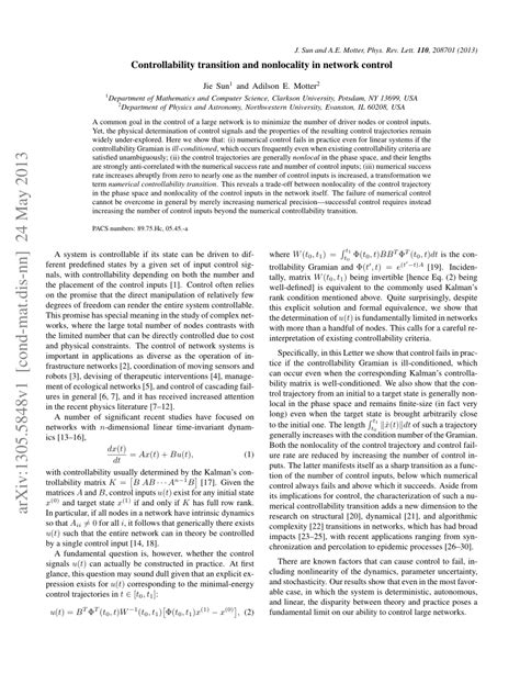 Pdf Controllability Transition And Nonlocality In Network Control