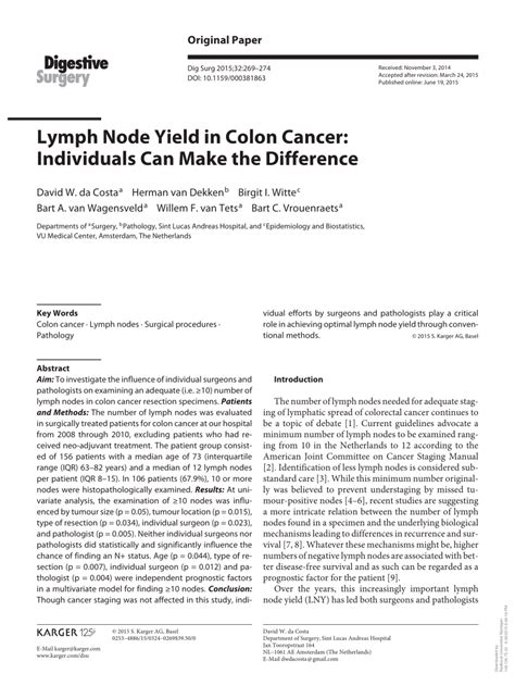 Pdf Lymph Node Yield In Colon Cancer Individuals Can Make The Difference