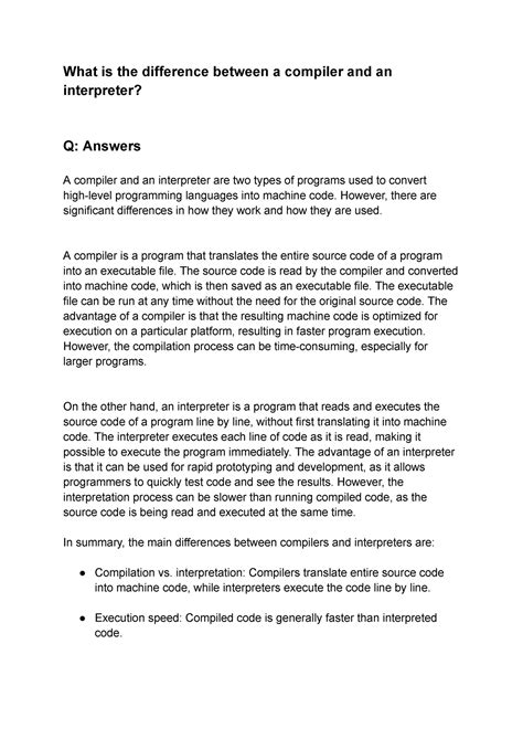 What Is The Difference Between A Compiler And An Interpreter What Is The Difference Between A