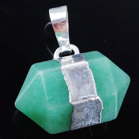 무료 배송 자연 사금석 보석 돌 구슬 육각형 영기 차크라 치유 펜던트 보석 1 개 In3162jewelry Free Shippingjewelry