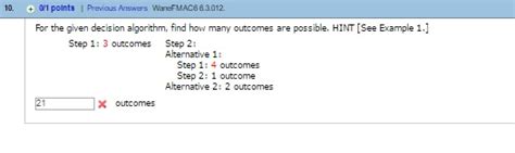 solved for the given decision algorithm find how many