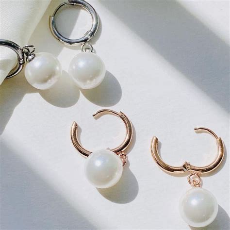 써지컬스틸 뉴 진주 드롭 원터치 귀걸이 세컨웨어 헬로마켓