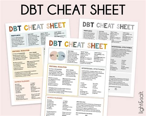 Dbt Cheat Sheet Printable Therapy Worksheet Dbt Therapy Dbt Skills