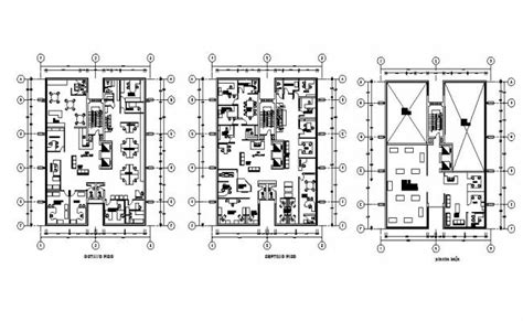Three Story Office Building Floor Plan Layout Details Dwg File Artofit