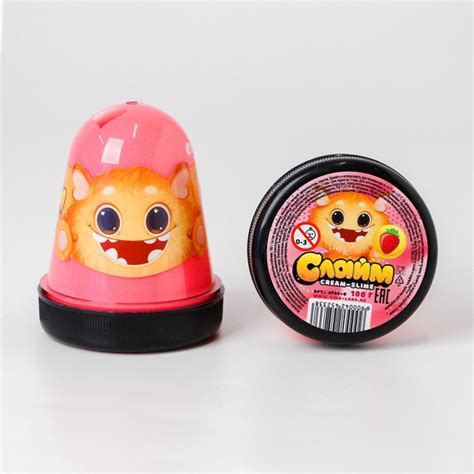Слайм Cream Slime с ароматом клубники 100 г купить с доставкой по