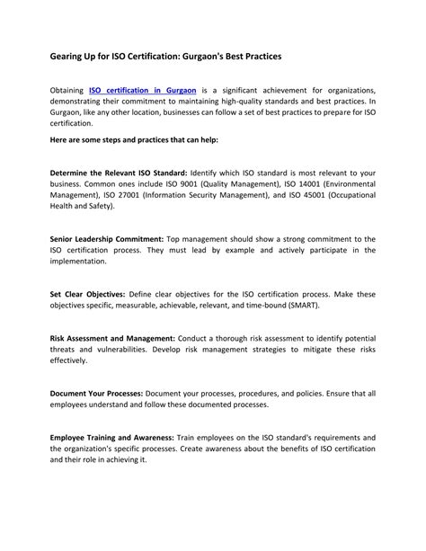 Ppt Gearing Up For Iso Certification Gurgaons Best Practices Powerpoint Presentation Id