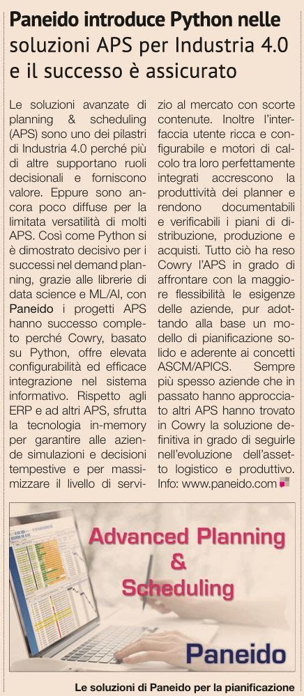 Softwareaps Productionplanning Productionscheduling Paneido