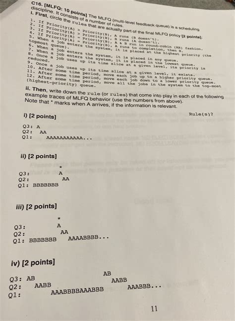 Solved S The Mlfq Multi Level Feedback Queue Is A