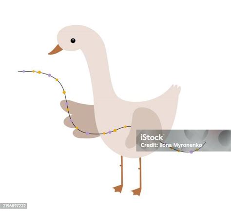 화환을 곁들인 거위 생일 거위 벡터 손으로 그린 그림 거위는 생일 축하합니다 아이 아기 어린이 만화 일러스트 가공의 인물에 대한 스톡 벡터 아트 및 기타 이미지 Istock