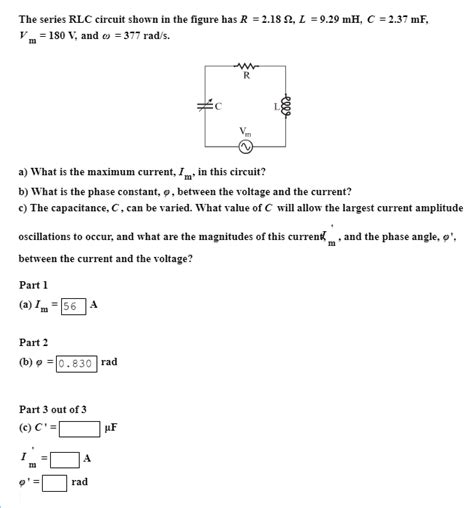 Solved The Series RLC Circuit Shown In The Figure Has R Chegg