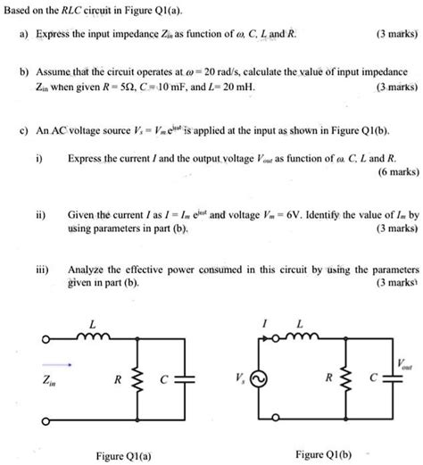 Solved Based On The Rlc Circuit In Figure Q1a Express The Input Impedance Zin As A Function