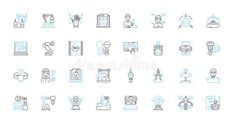 3d Modeling Linear Icons Set Rendering Surface Texture Animation