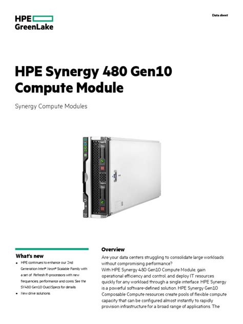Hpe Synergy 480 Gen10 Compute Module Psn1010025863usen Pdf Pdf