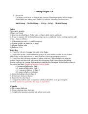 Lab 5 Limiting Reagents Docx Limiting Reagent Lab 1 Discussion This Demo Can Be Used To