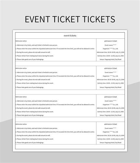 Free Event Tickets Templates For Google Sheets And Microsoft Excel