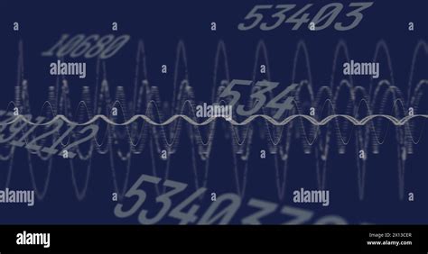 Image Of Graphs And Multiple Changing Numbers Against Blue Background
