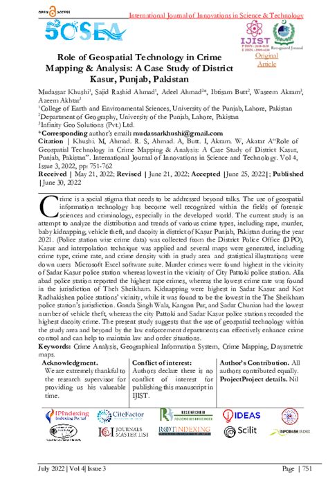 Pdf Role Of Geospatial Technology In Crime Mapping And Analysis A Case