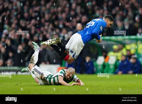 Rangers Leon Balogun Right Fouls Celtics Daizen Maeda And Is Shown