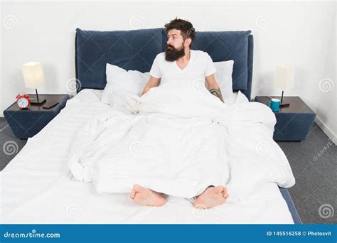 Asleep And Awake Too Early To Wake Up Bearded Man Hipster Sleep In