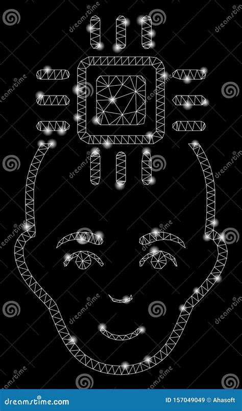 Flare Mesh Wire Frame Neural Computer Interface With Flash Spots Stock