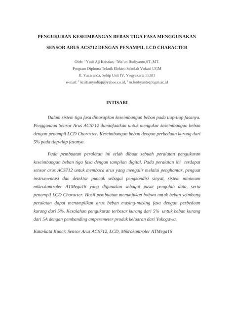 Docx Pengukuran Keseimbangan Beban Tiga Fasa Menggunakan Sensor Arus Acs712 Dengan Lcd