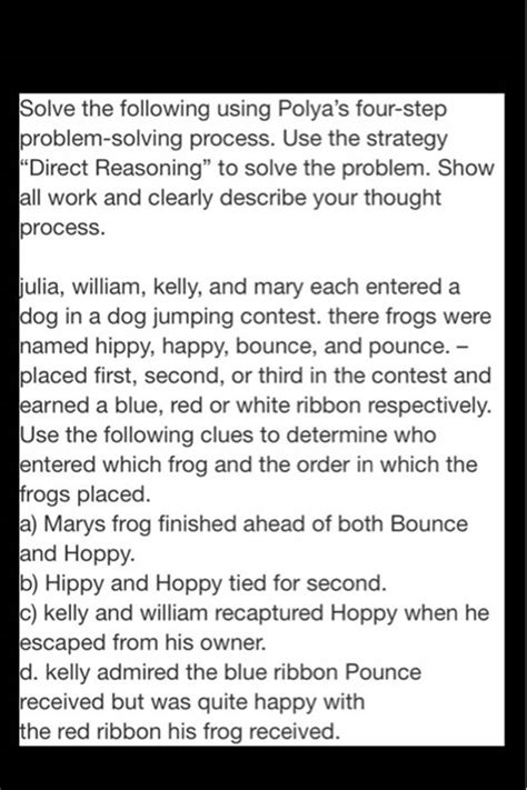 Solved Solve The Following Using Polyas Four Step Problem Solving