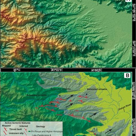Evidence For Active Thrust Faults Se Of The Kashmir Basin Fault A Download Scientific