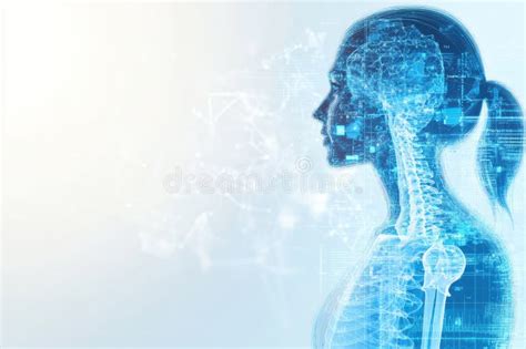 Exploring The Intersection Of Technology And Human Anatomy In Blue Hues Stock Illustration