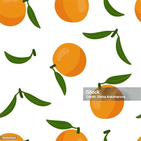 오렌지 귤 녹색 잎이 있는 매끄러운 패턴 끝없는 요소를 반복합니다 여름 프린트를 위한 육즙이 많은 맛있는 과일 섬유 포장 엽서