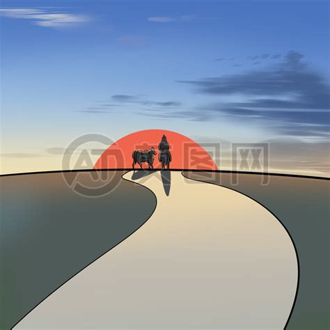 落日背影图片 高清图片素材