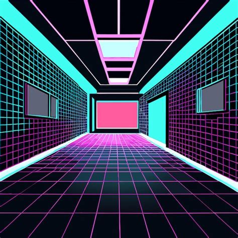 Premium Vector 3d Wireframe Grid Room Background Vector Illustration