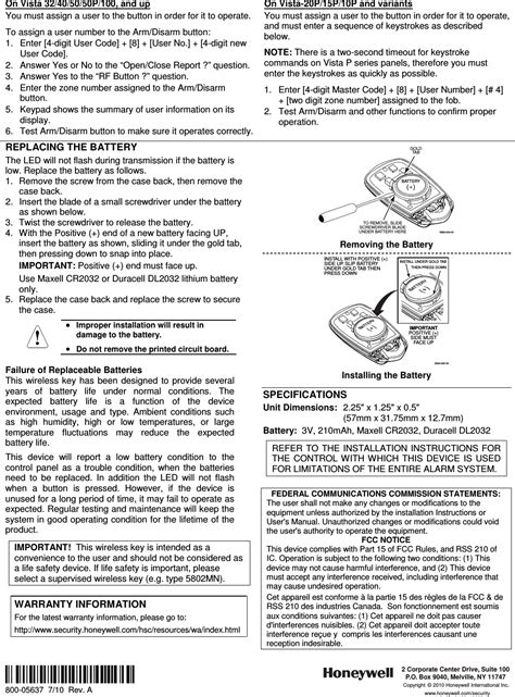 Honeywell DL Wireless Alarm System Transmitter User Manual Ii
