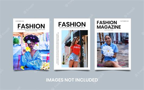 패션 잡지 표지 컬렉션 프리미엄 벡터