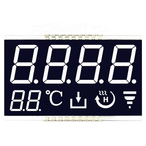 Customized Custom Size Numeric 7 Segment Lcd Display White On Black Lcd For Thermostat
