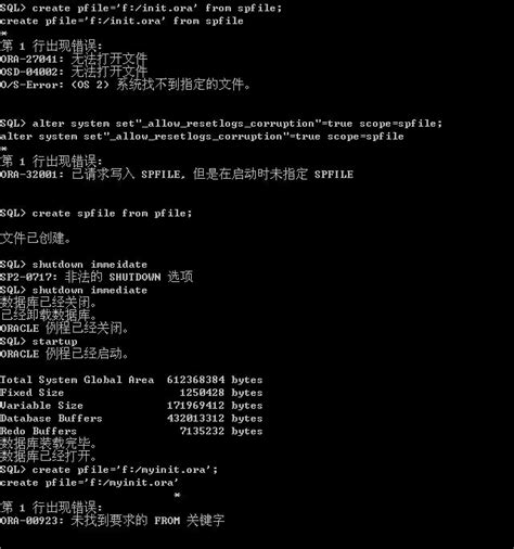 Create Spfile From Pfile 时出现问题 无法创建已由实例使用的spfile Oracle数据库管理 Itpub