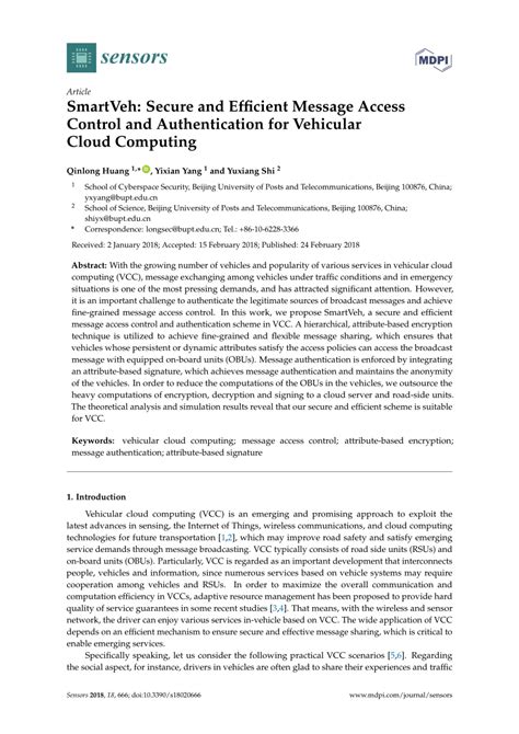 Pdf Smartveh Secure And Efficient Message Access Control And Authentication For Vehicular