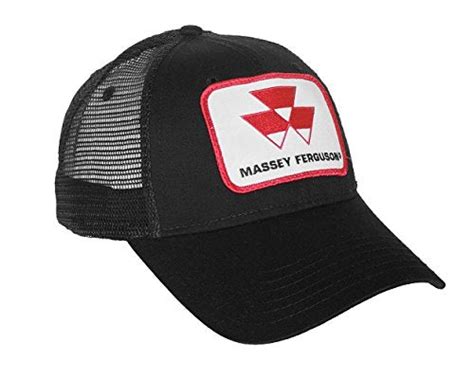 Black Massey Ferguson Tractor Logo Hat With Mesh Back Tractorup2