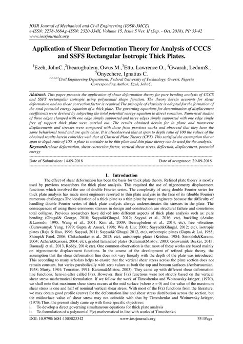 Pdf Application Of Shear Deformation Theory For Analysis Of Cccs And Ssfs Rectangular