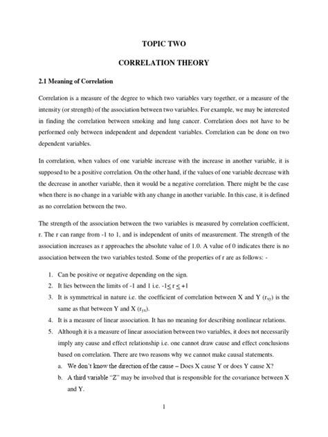 Topic 2 Correlation Theory Pdf Statistics Multivariate Statistics Topic 2 Correlation Theory Pdf Statistics Multivariate Statistics