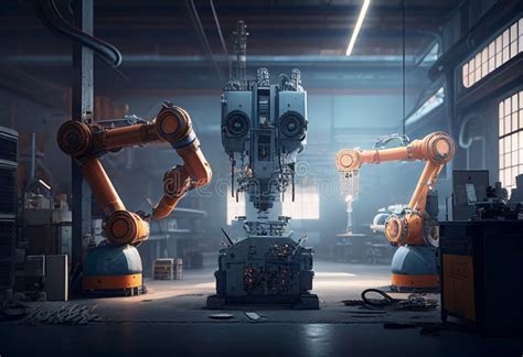 Robotic Assembly Product In Factory Automation Industry Created With Generative Ai Technology