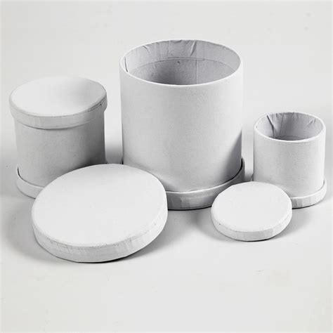 Κουτιά χάρτινα στρογγυλά λευκά 3τμχ Μπαρκάς Είδη Συσκευασίας