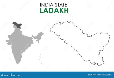 Ladakh Map Of Indian State Ladakh Map Vector Illustration Ladakh Vector Map On White