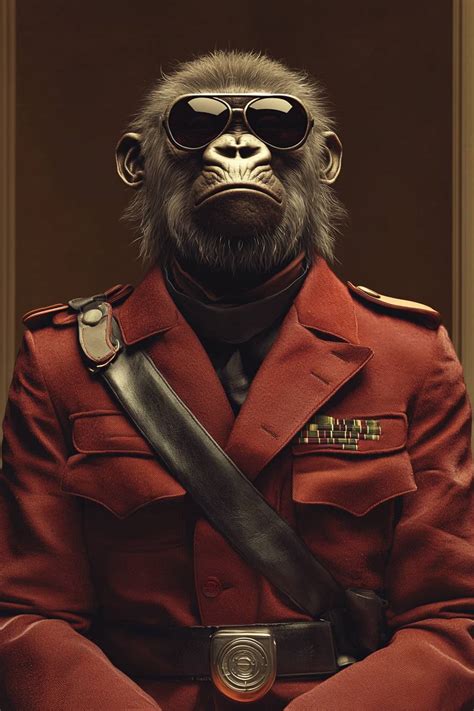 선글라스를 쓴 군복을 입은 고릴라