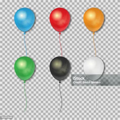 현실적인 풍선 투명 한 배경에 고립의 집합입니다 벡터 일러스트입니다 개체 그룹에 대한 스톡 벡터 아트 및 기타 이미지 개체 그룹 검은색 고무 Istock