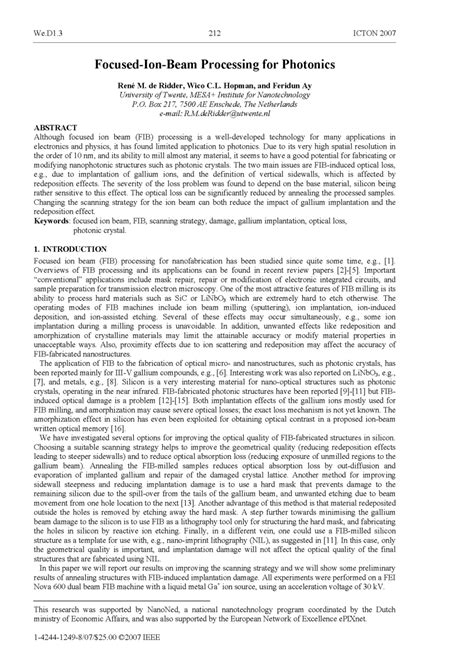 Pdf Focused Ion Beam Processing For Photonics